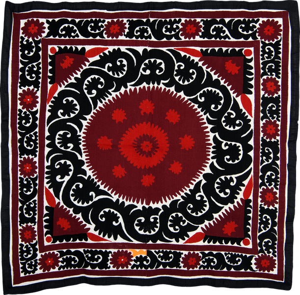 Uzbek Vintage Suzani in Traditional Tribal Patterns - 'Bolinpush' from ...