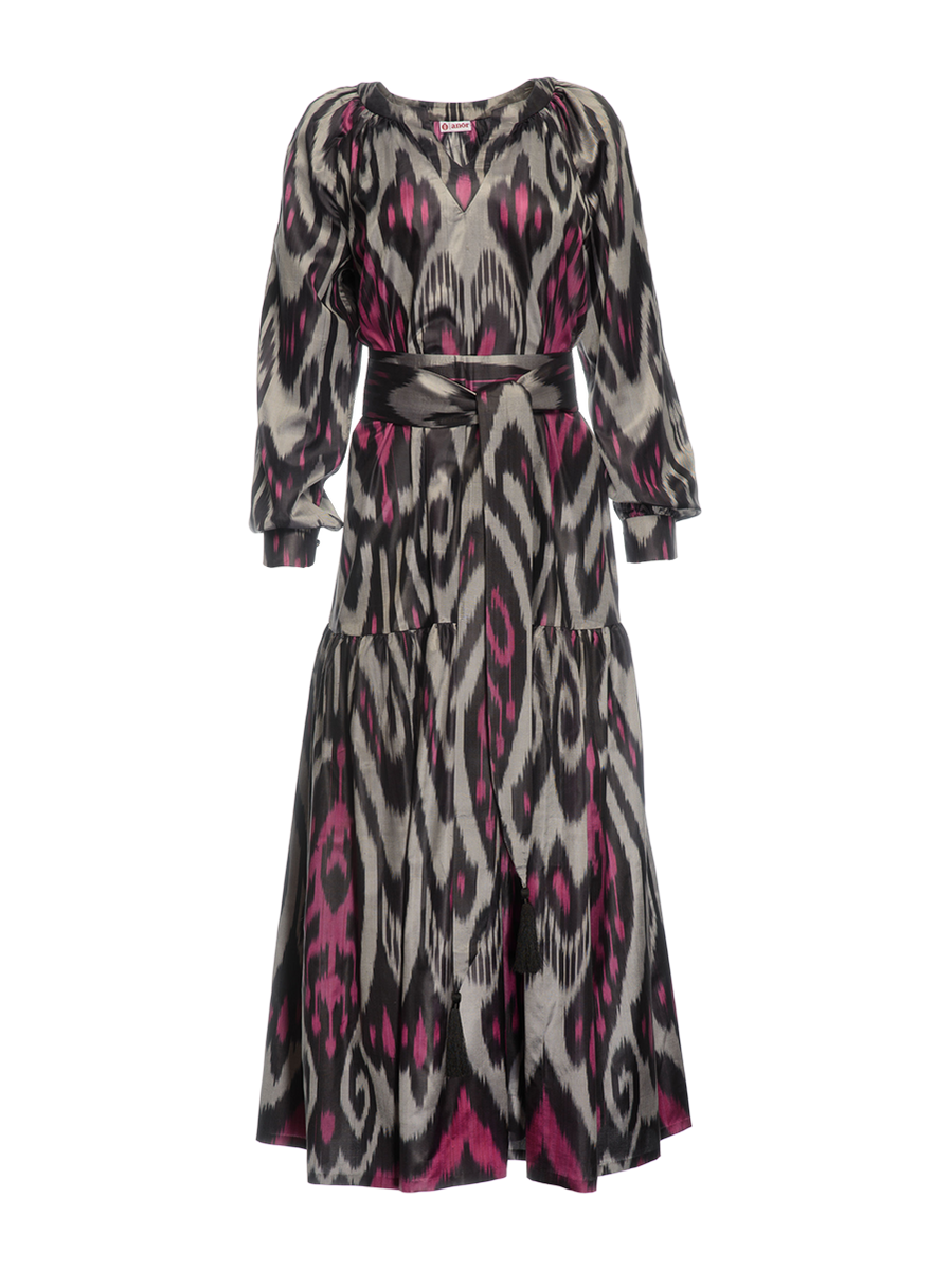 Hand-Woven Silk Ikat Drop Waist Dress - Asmira– anorliving